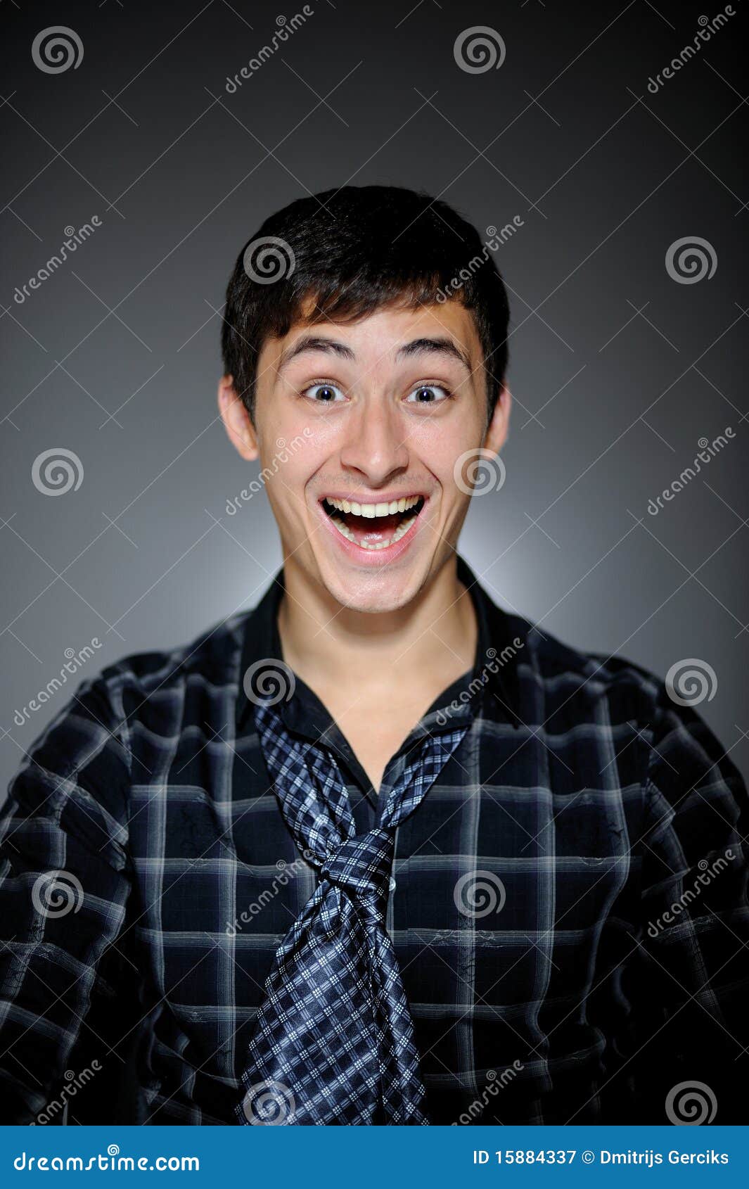 Expressions Man in Funny Shirt Laughing Stock Image - Image of closeup ...