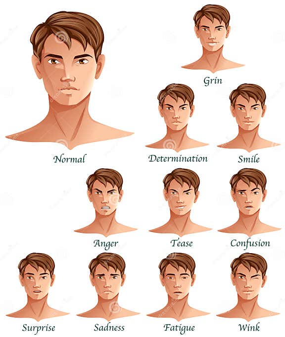 Expressions Set stock vector. Illustration of smile, fatigue - 43763175