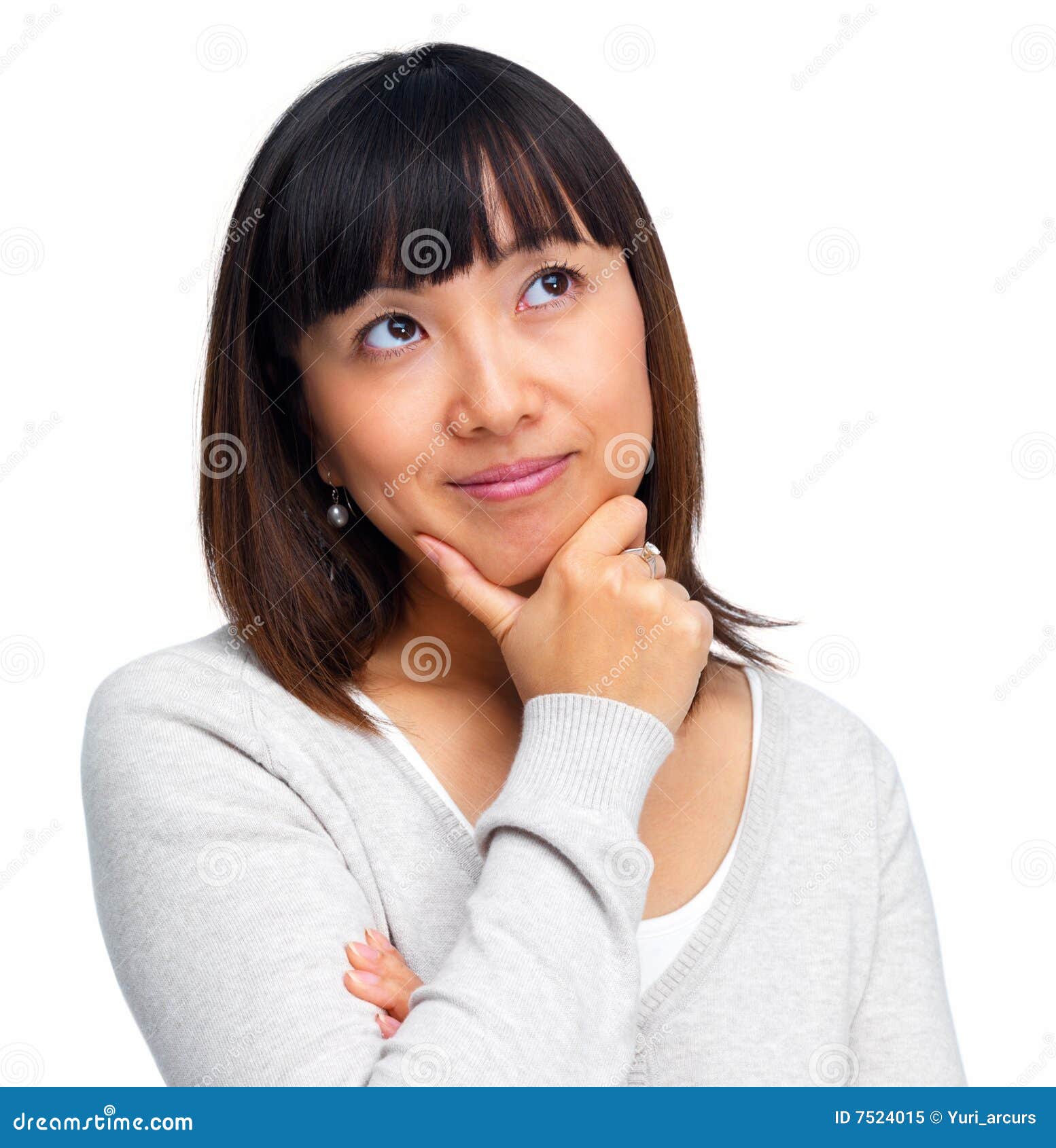 Expressions - Young Asian Lady Thinking Stock Image - Image of ...