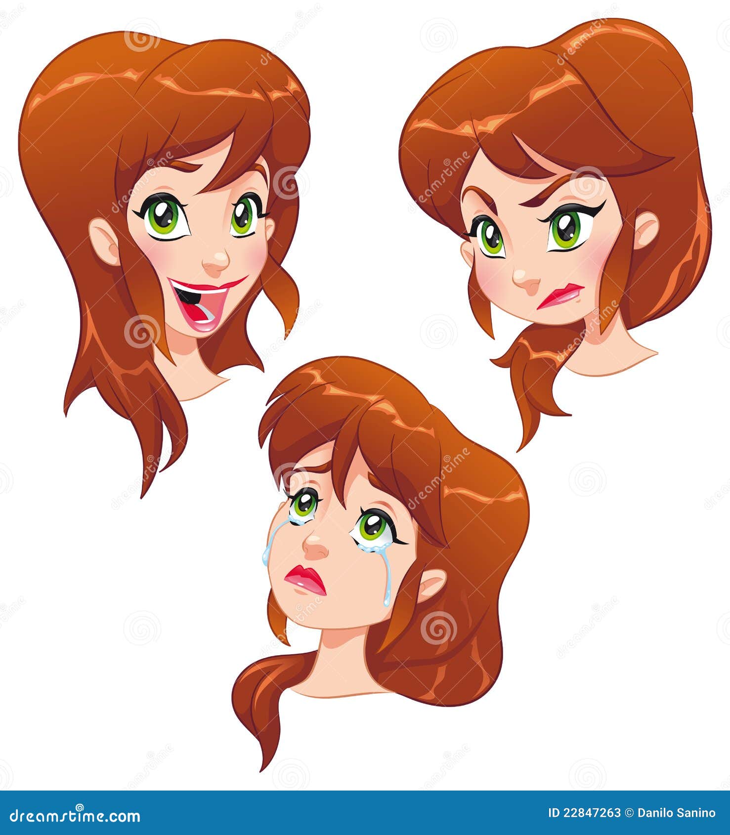 Expressions of young girl. stock vector. Illustration of people - 22847263