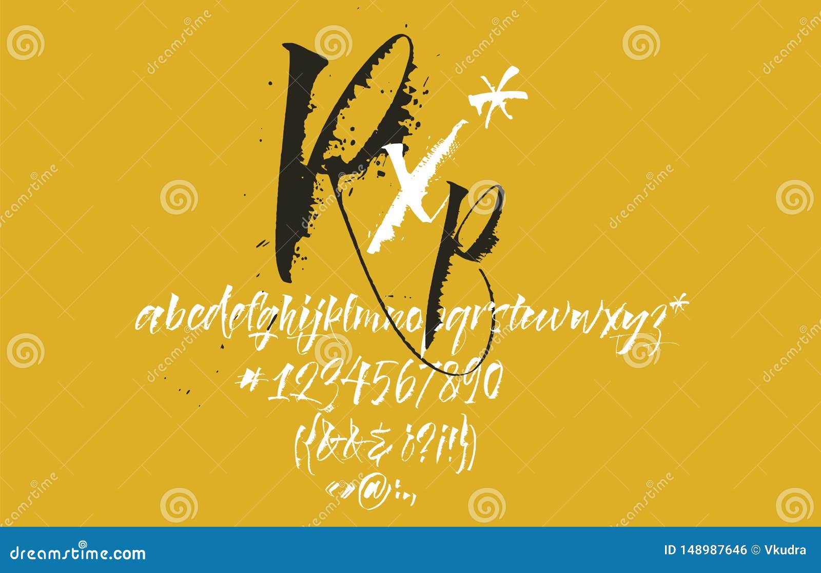Expressive Calligraphic Script. Blots, Splashes. Stock Vector ...
