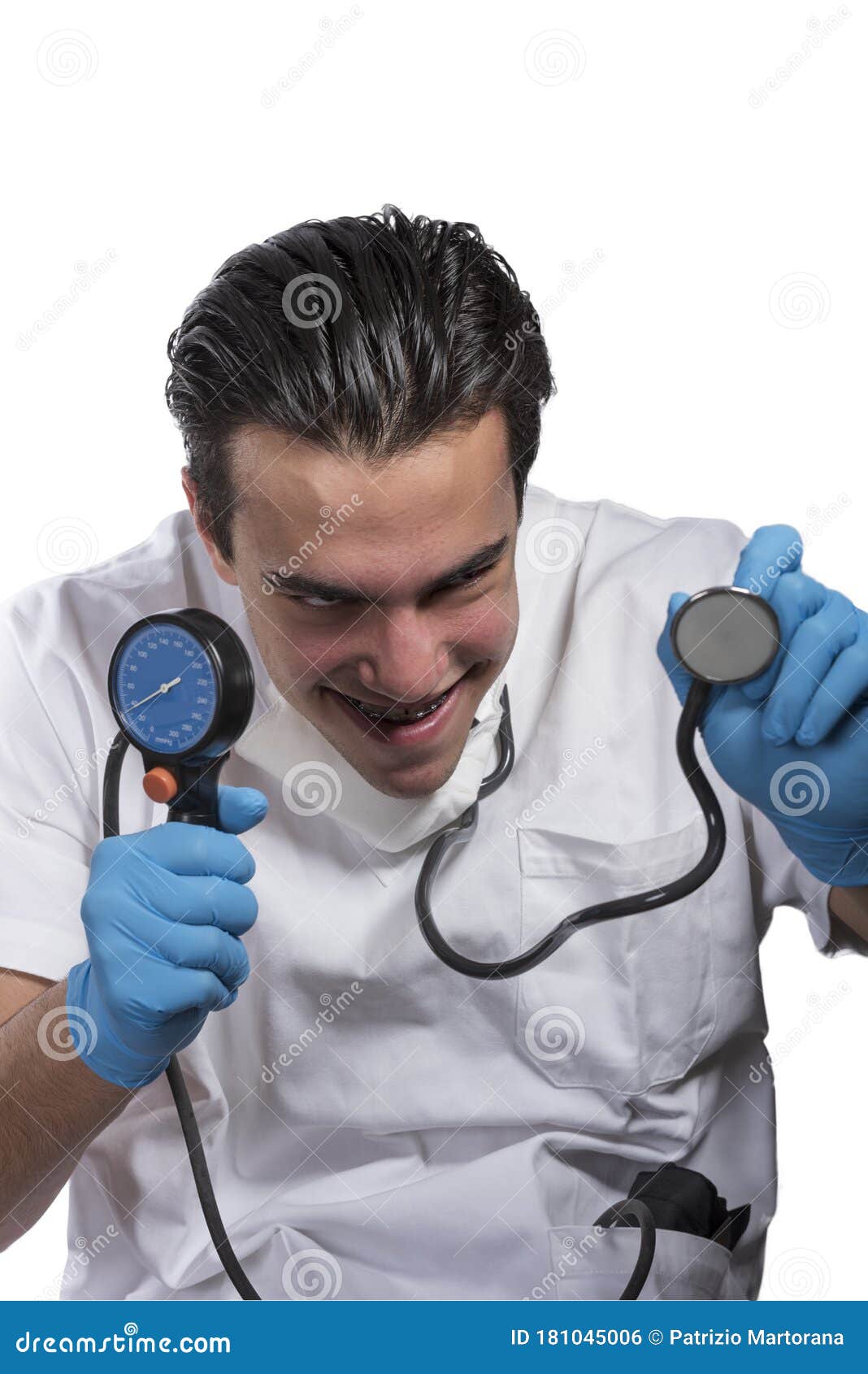 Expressive Character of a Crazy Doctor with Stethoscope Stock Photo ...