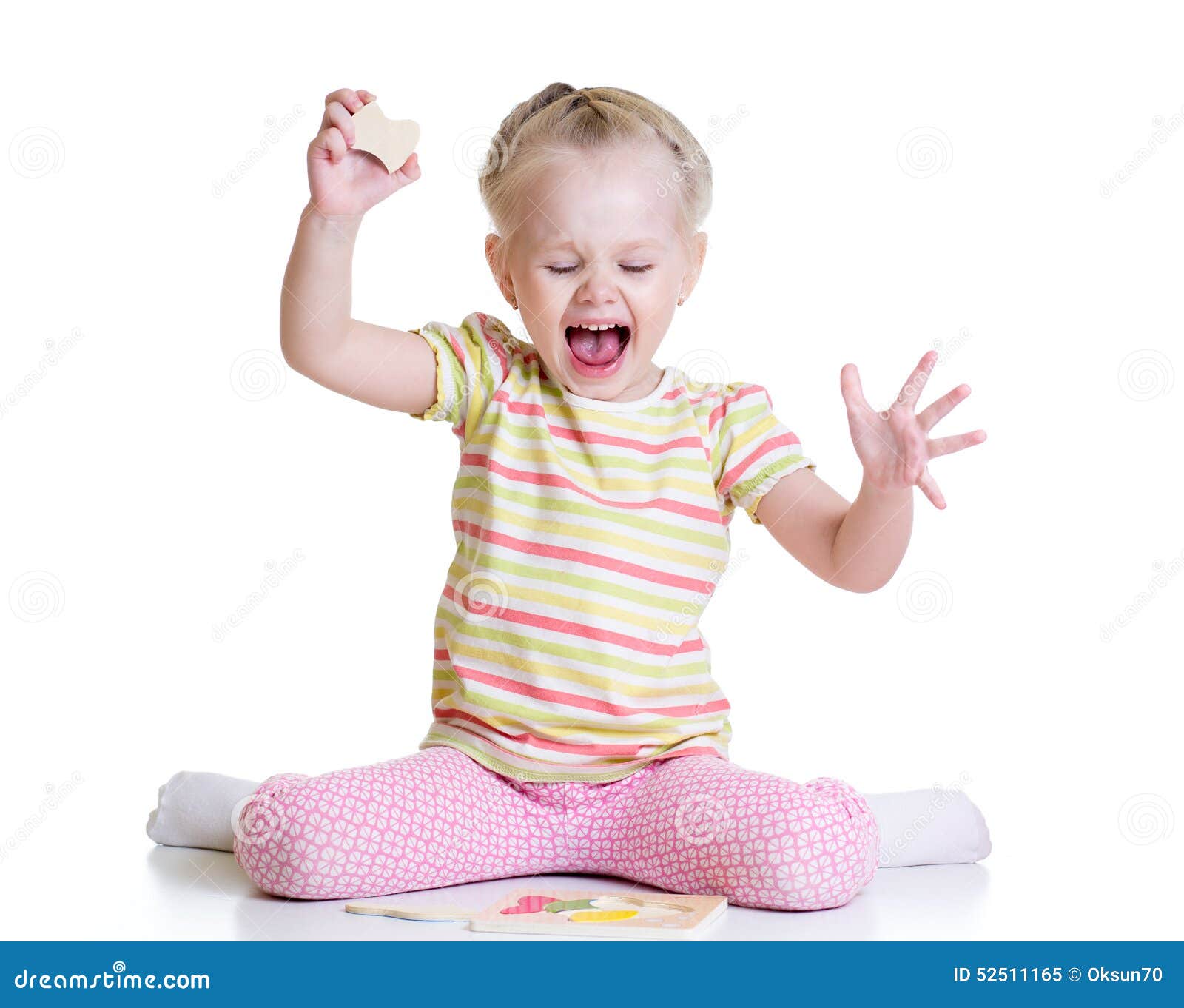 Expressive Child Girl Solving Puzzle Stock Image - Image of expressive ...