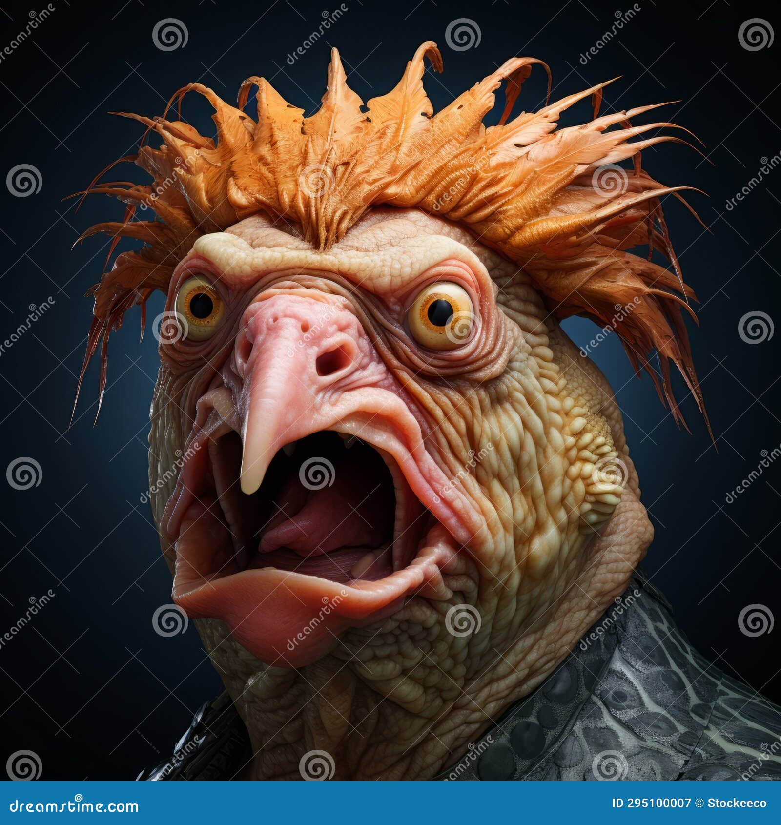 Expressive 3d Render of Avian-themed Chicken Holding Fish Stock ...