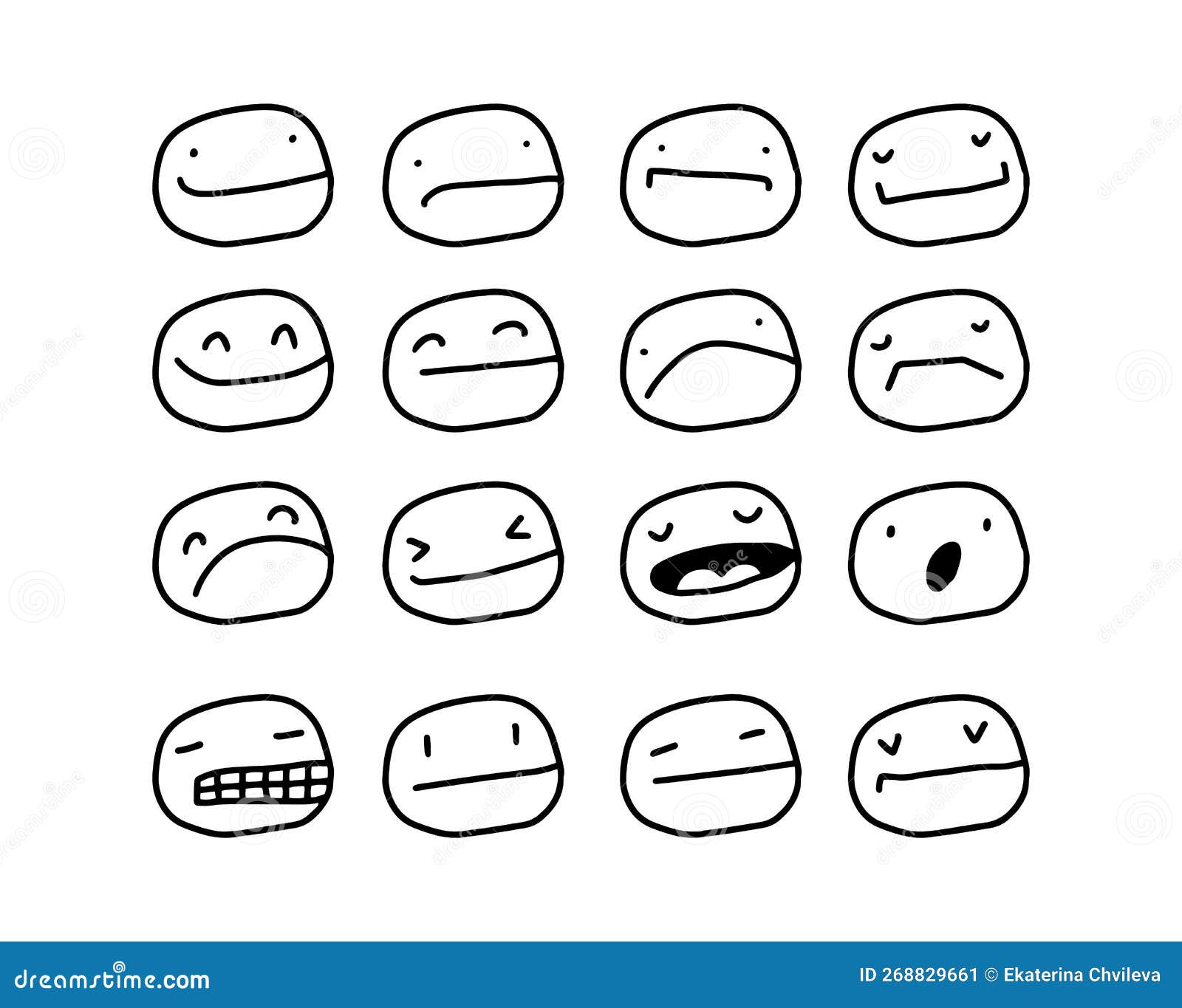 Yucky Faces And Looming Mountain: A Humorous Bulbous Drawing Stock ...