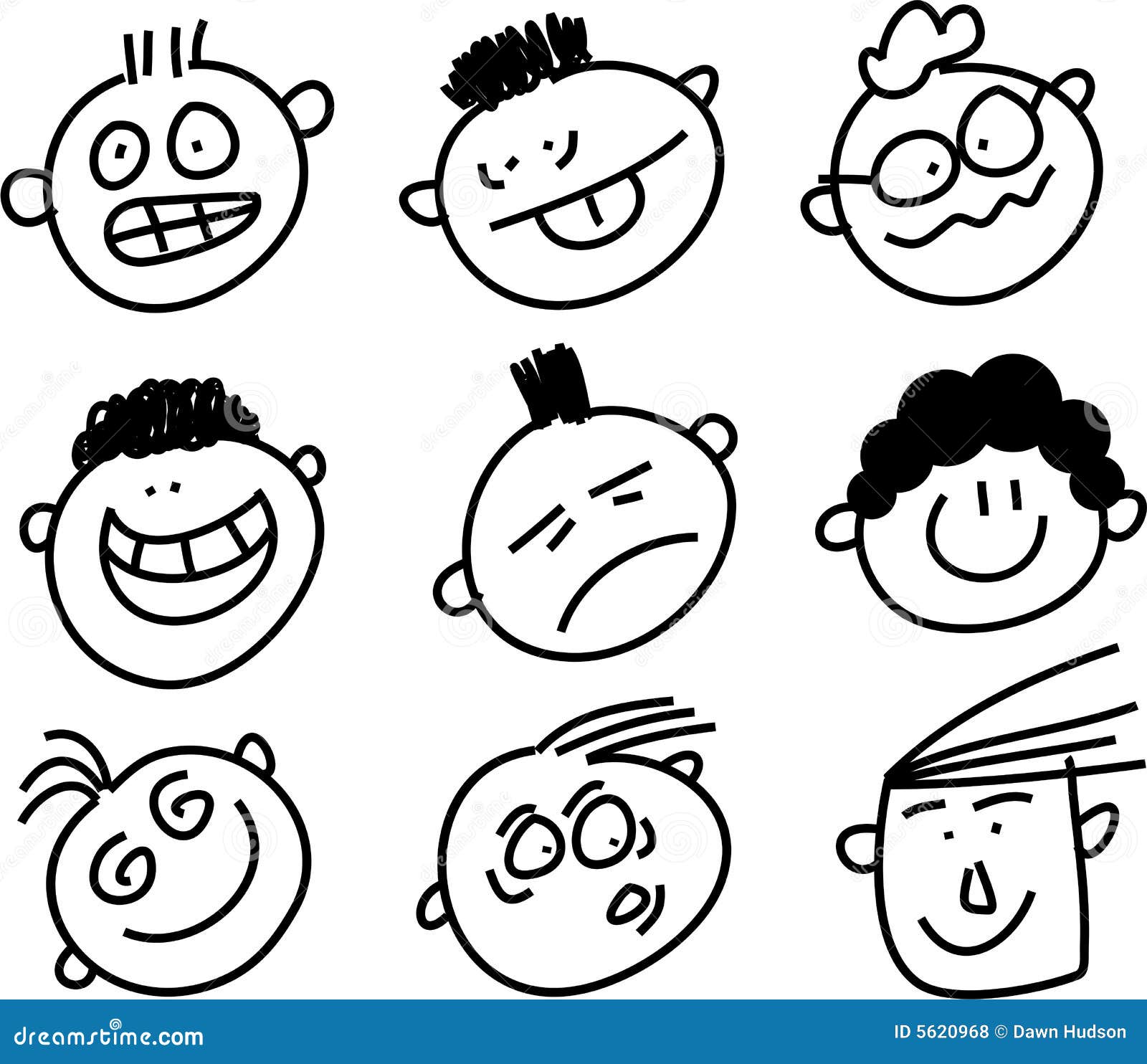 Expressive faces stock vector. Illustration of portraits - 5620968