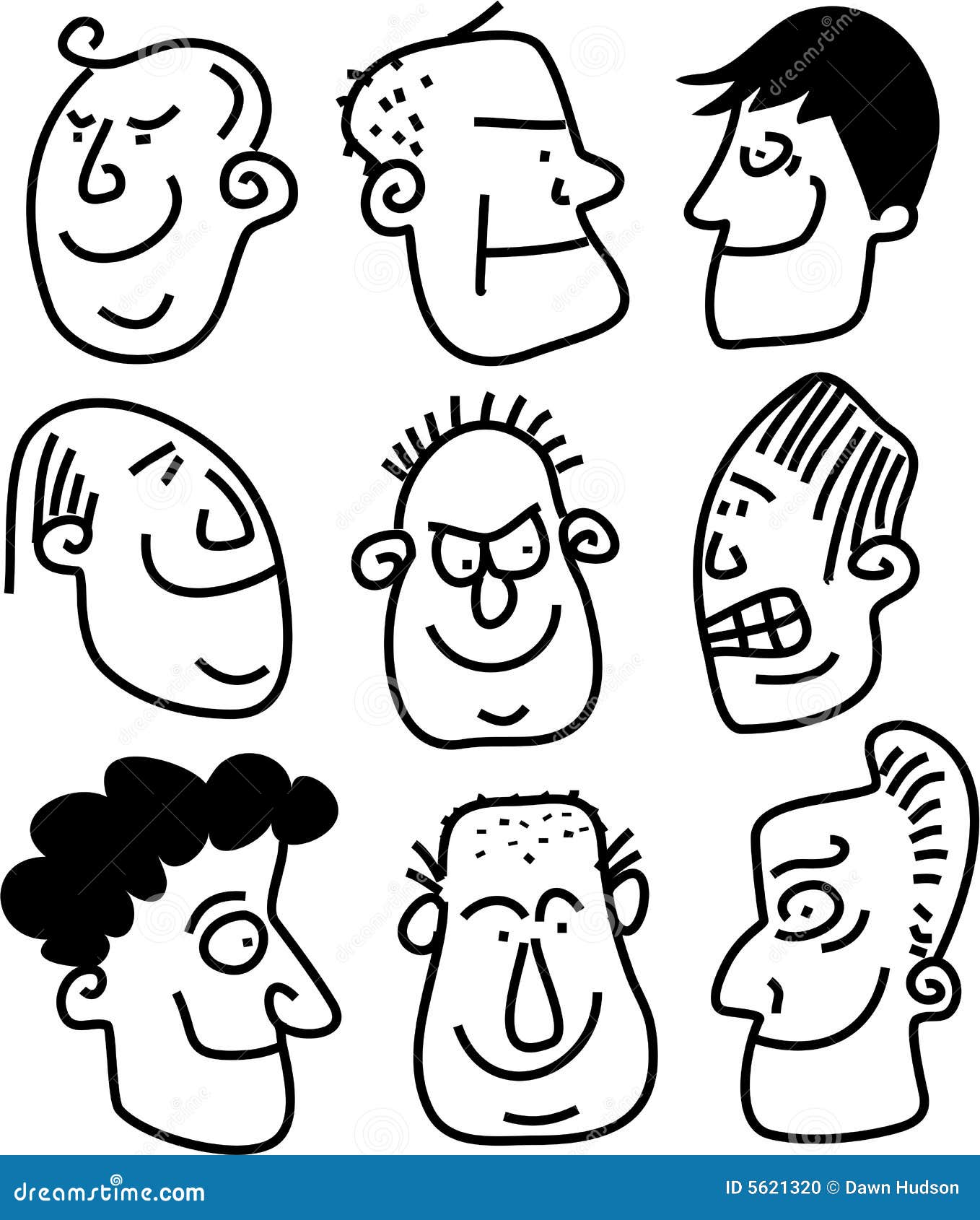 Expressive faces stock illustration. Illustration of happy - 5621320