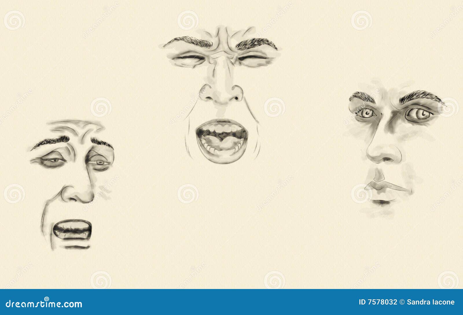 Expressive faces stock illustration. Illustration of nuanced - 7578032