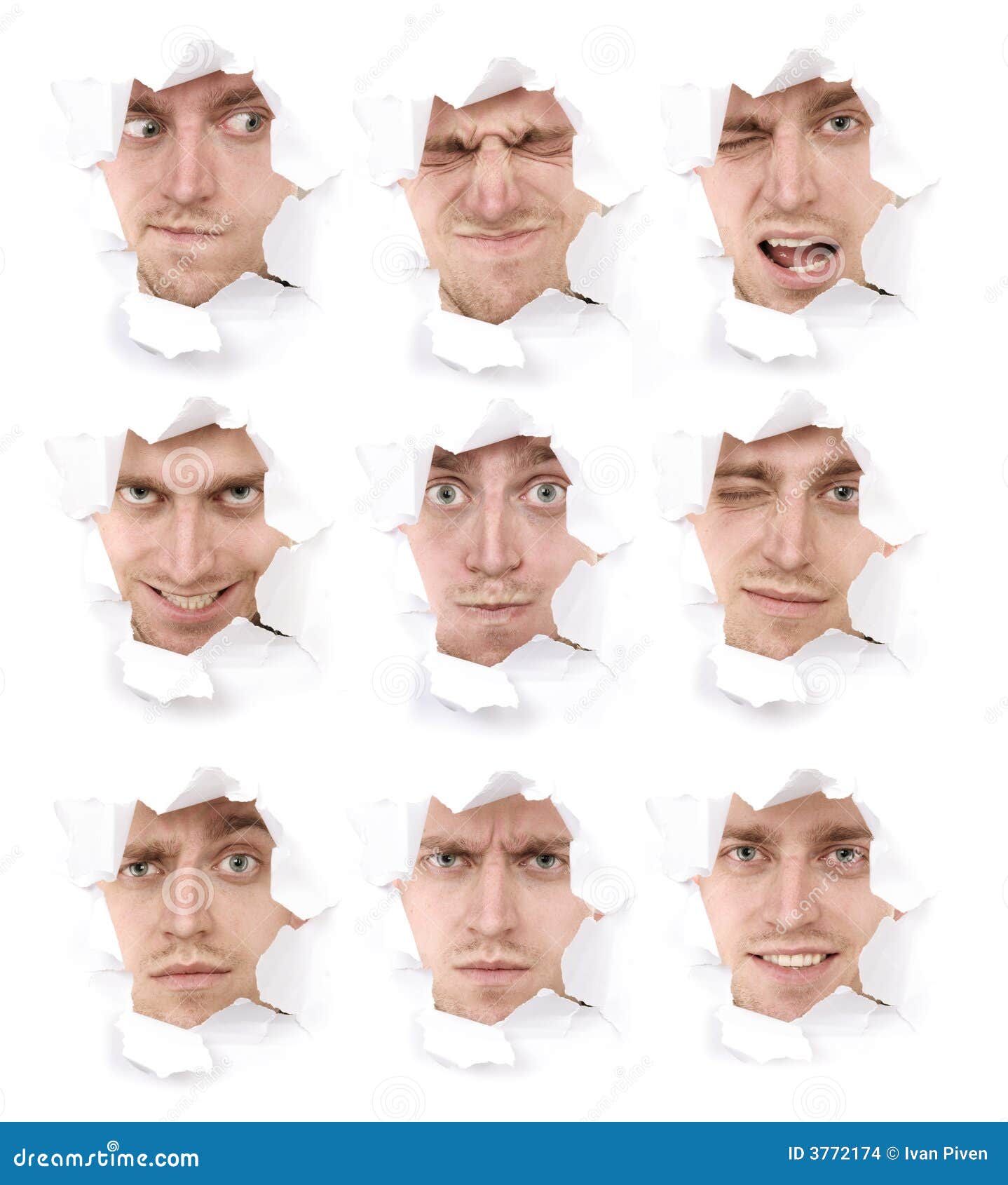 Expressive Faces of the Emotional Person Stock Photo - Image of ...