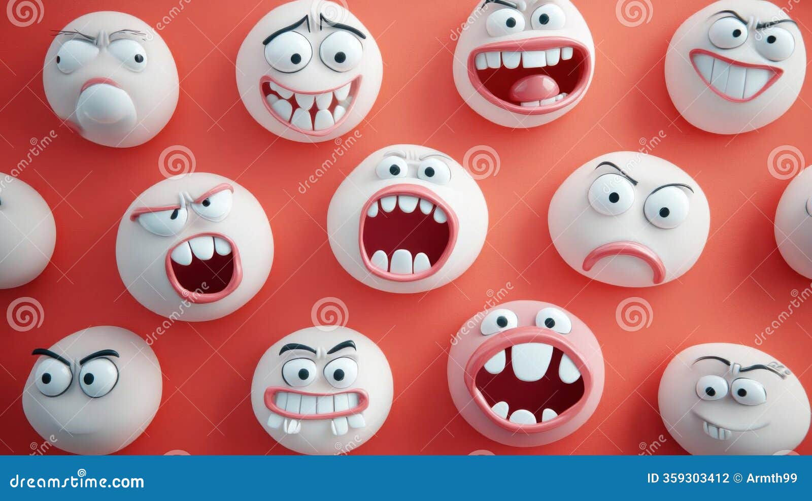 Expressive Faces Show Range of Emotions and Feelings with 3d Render ...