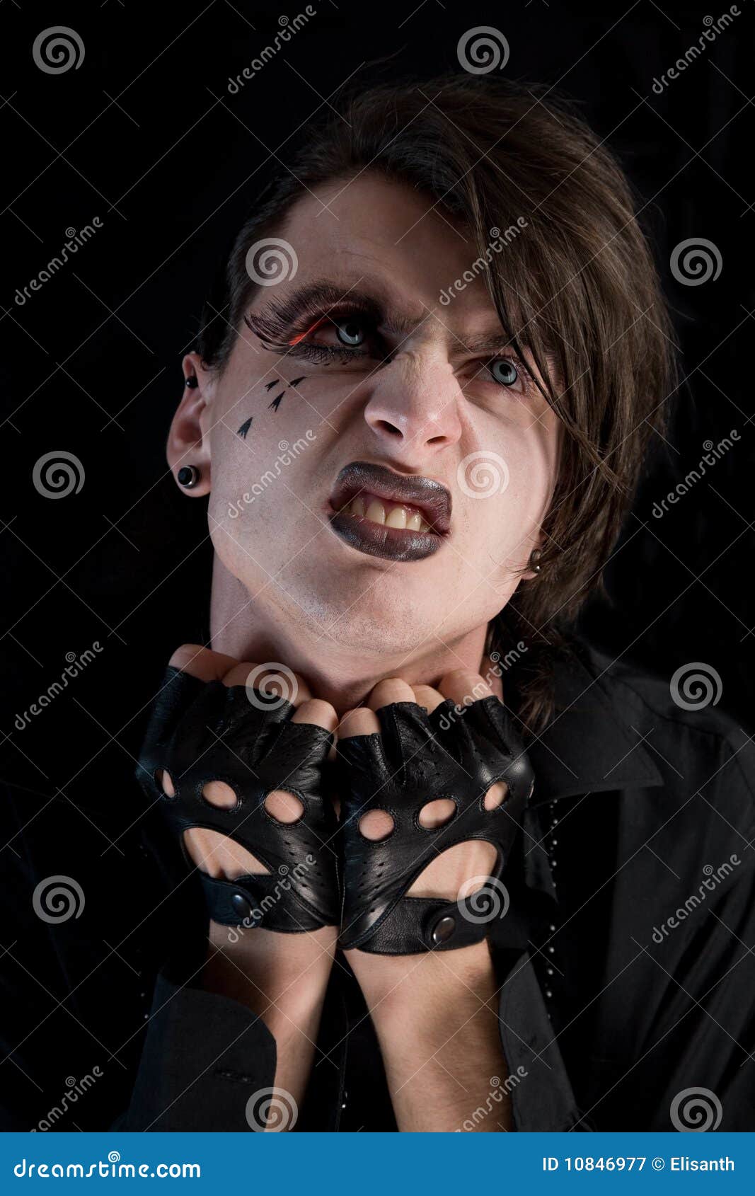 Expressive Gothic Boy With Artistic Make-up Royalty Free Stock ...