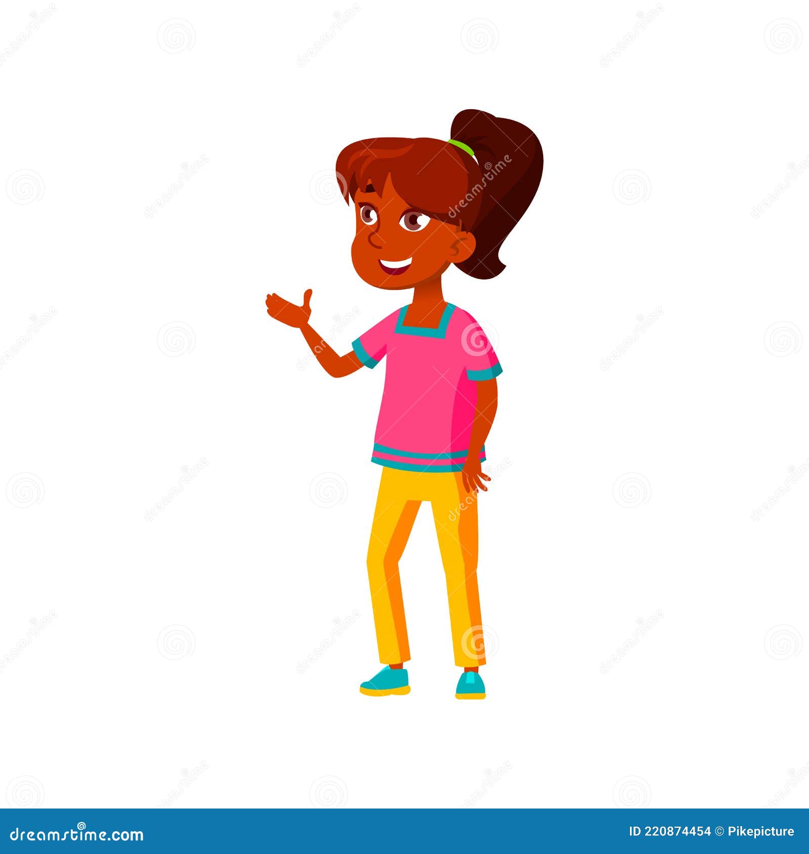 Expressive Hispanic Girl Communicate with Classmate Cartoon Vector ...
