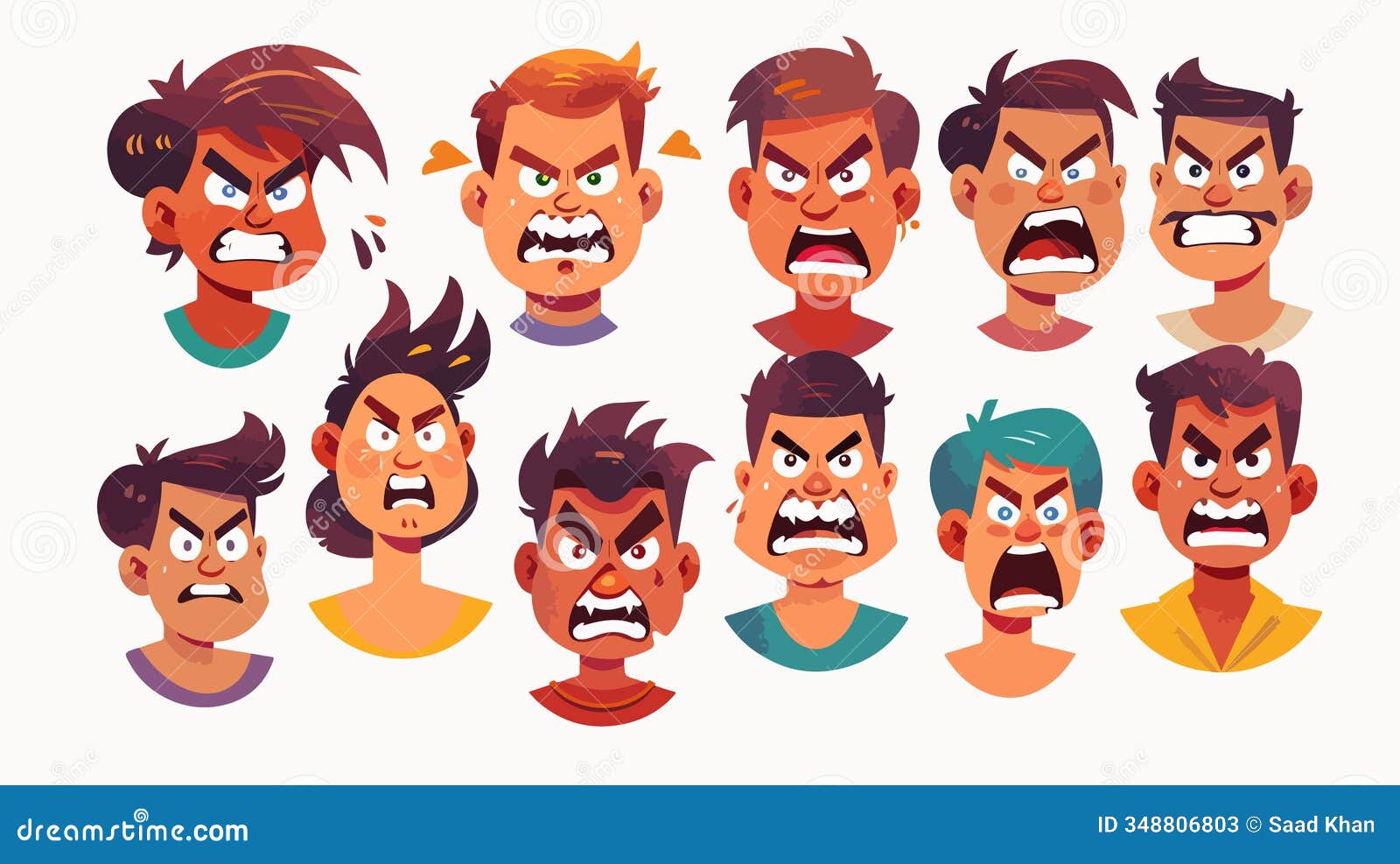 An Expressive Illustration of Angry People in Rage, Capturing ...