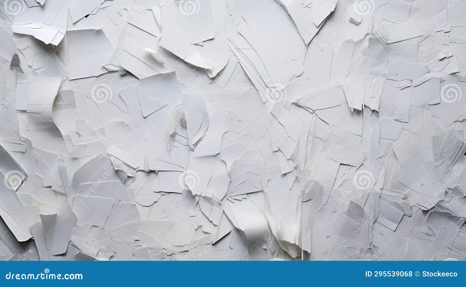 Expressive Impasto Texture: White Scrap Paper Collage on Wall Stock ...