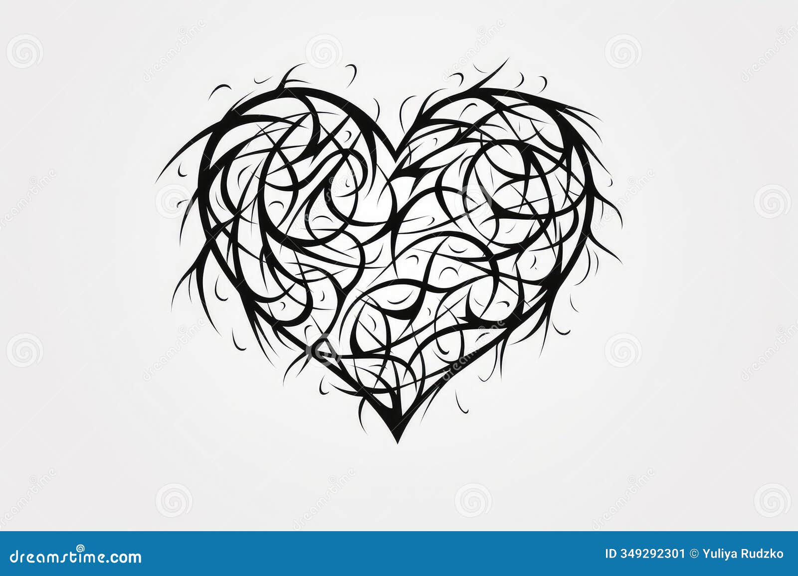 Expressive Line-Work Depicting a Heart Stencil: a Minimalist Line ...