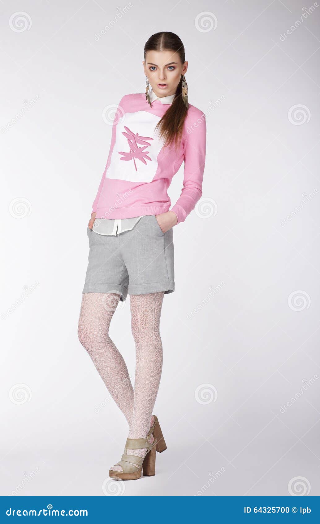 Expressive Model in Casual Style. Stock Photo - Image of blouse, cloth ...