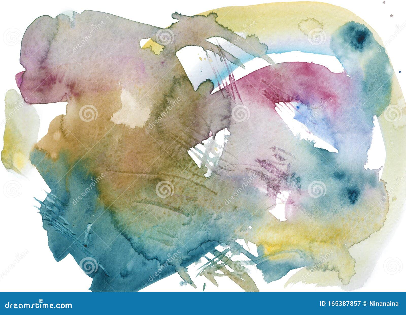 Expressive Multicolor Watercolor Blotch Isolated on a White Background ...