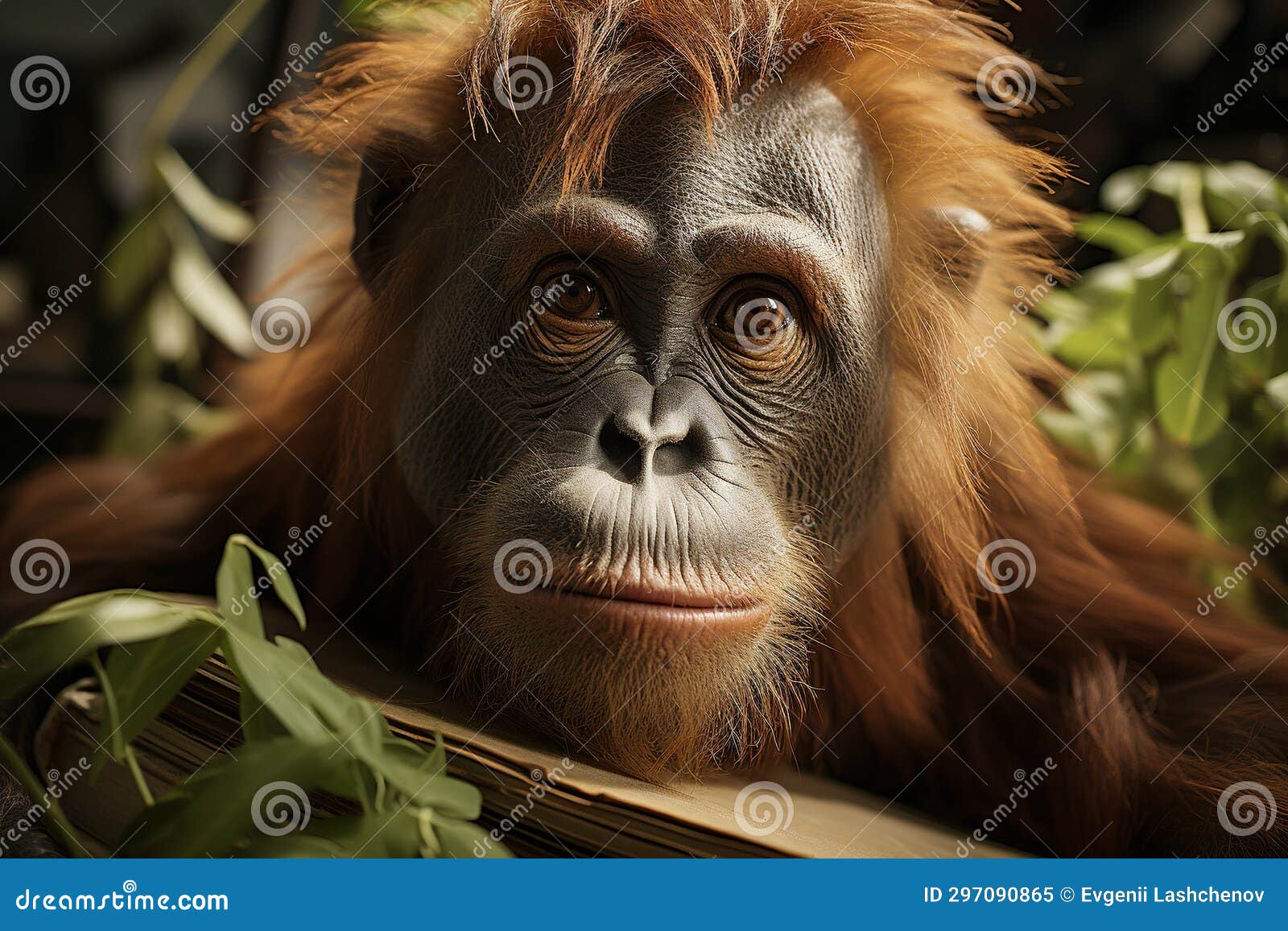Insightful Orangutan Contemplating in Lush Greenery. AI Generation ...