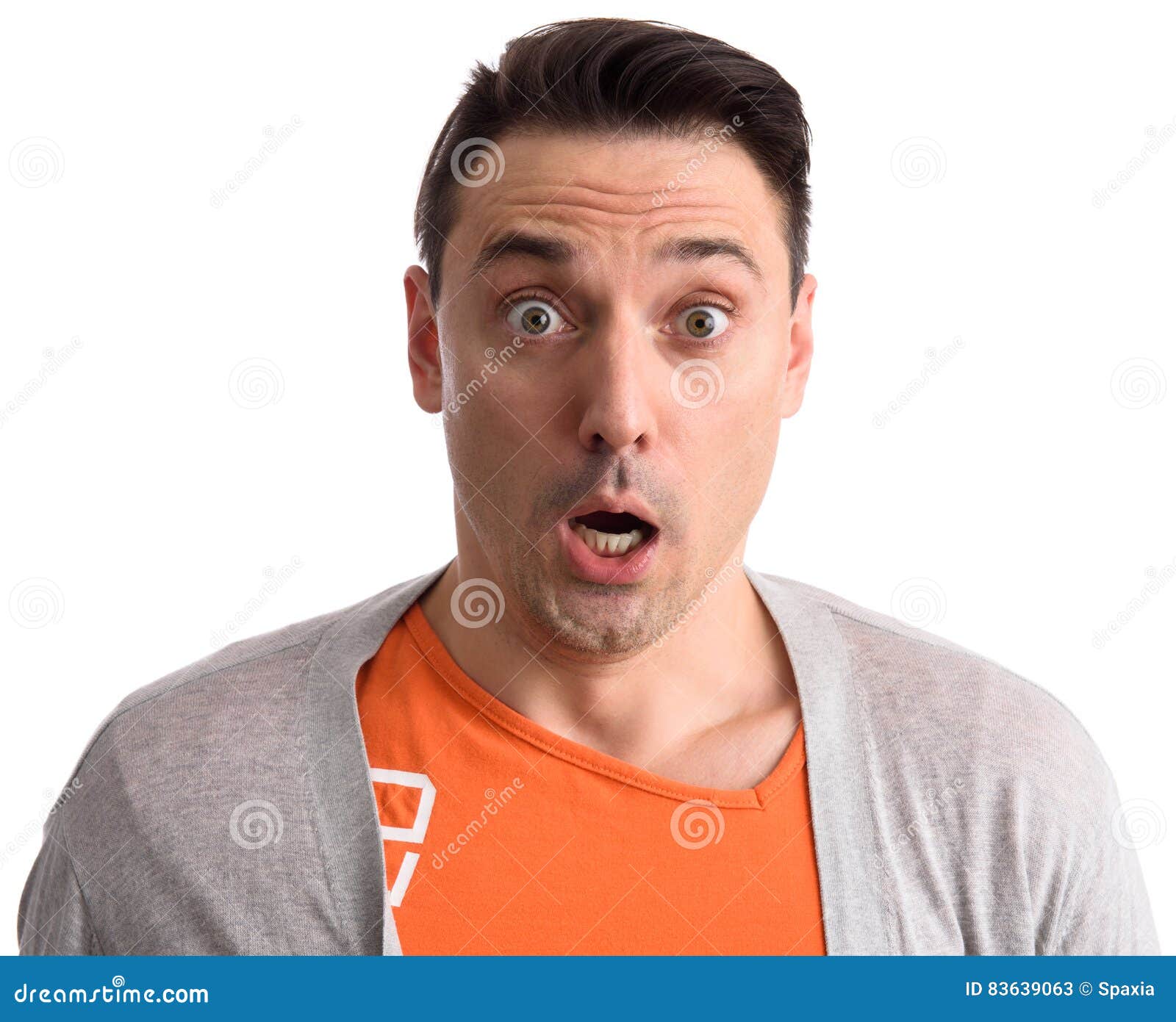 Expressive Portrait of Shocked Man Stock Image - Image of emotions ...