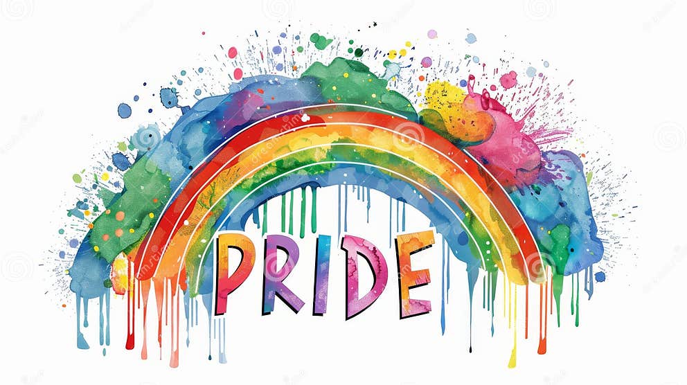 Expressive Pride Graphic with a Colorful Rainbow and Splashes of Paint ...