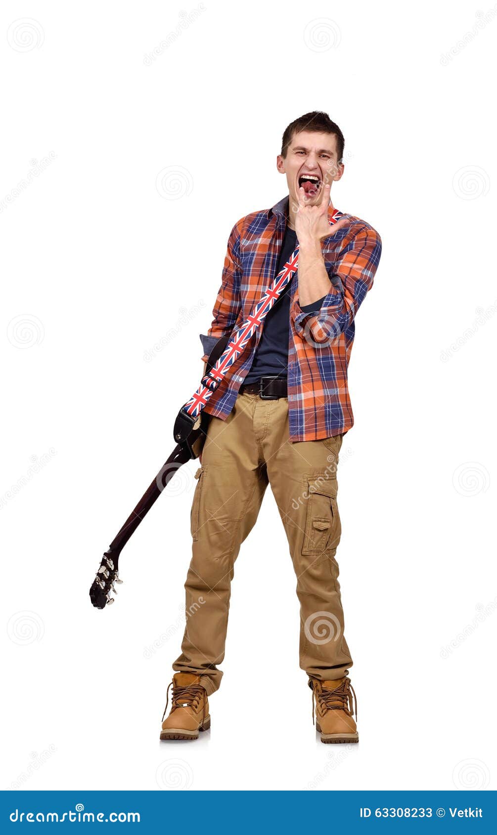 Expressive Rock Man Playing an Electric Guitar Stock Image - Image of ...