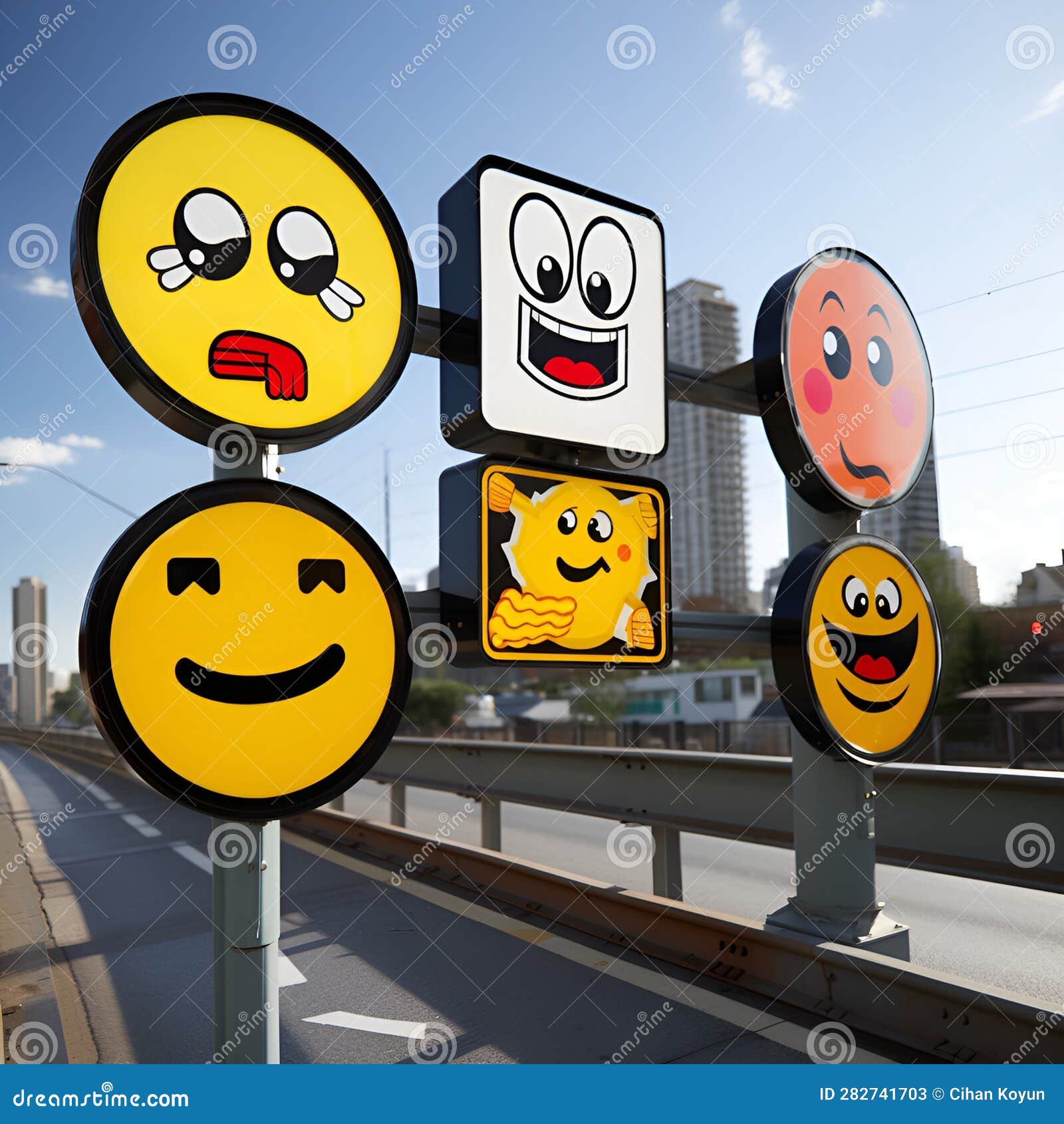 Expressive Street Signposts with Emojis Stock Image - Image of sign ...