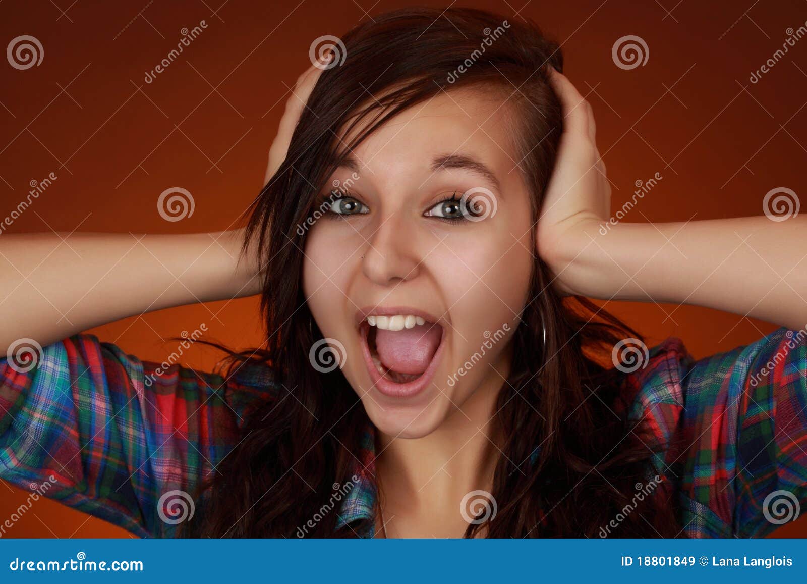 Expressive teen girl stock image. Image of hand, head - 18801849