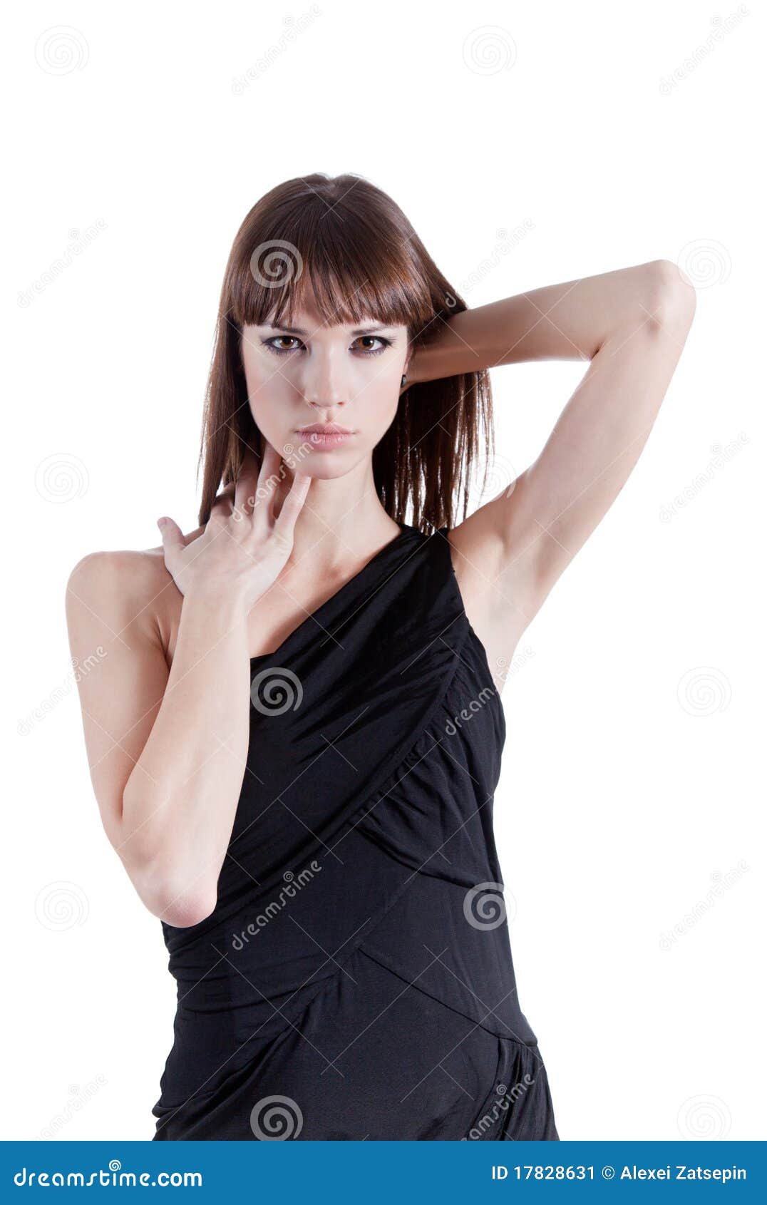 Expressive Woman in Elegant Dress Stock Image - Image of female, black ...