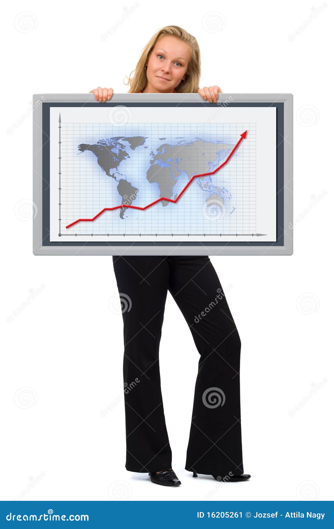 Expressive Woman Holding Financial Graph Board Stock Image - Image of ...