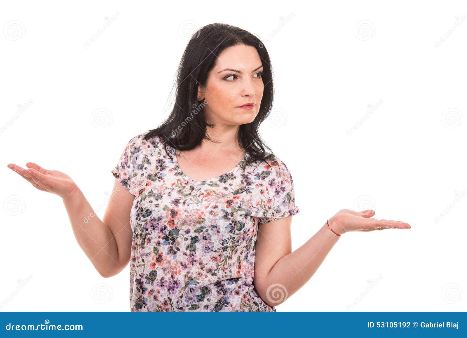 Expressive Woman with Open Hands Stock Photo - Image of portrait, look ...