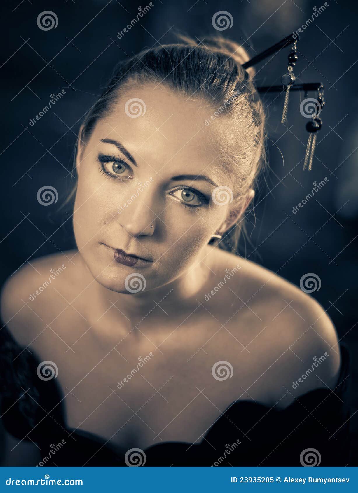 Expressive woman potrait stock image. Image of dress - 23935205