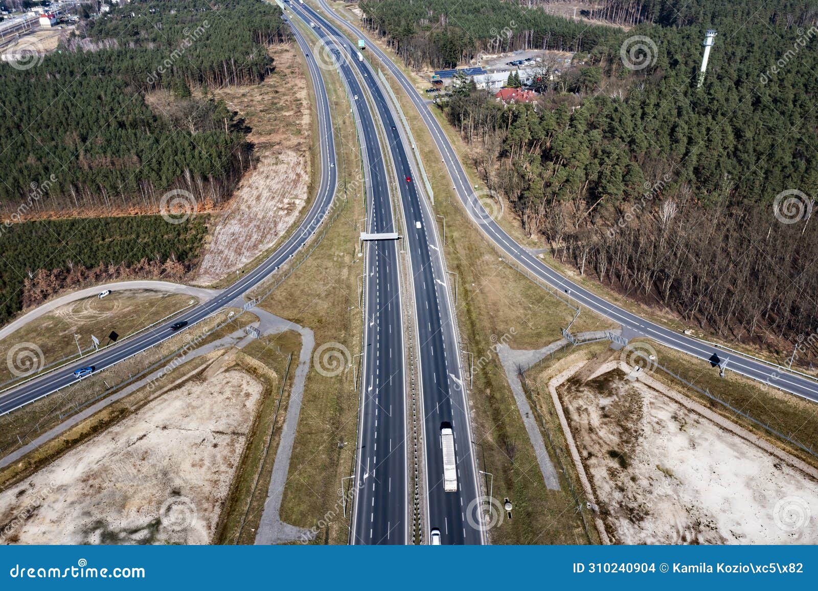 Expressway among Forests, View from a Drone Stock Photo - Image of tree ...