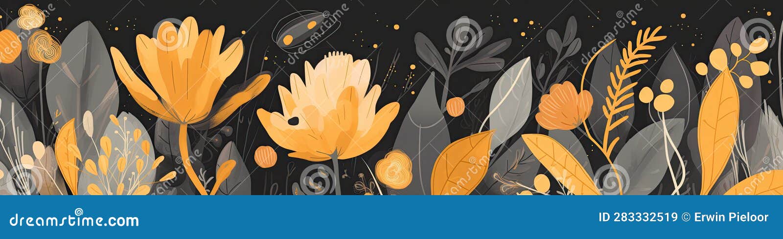 Exquisite Banner Wallpaper Design Featuring Flowers Stock Illustration ...
