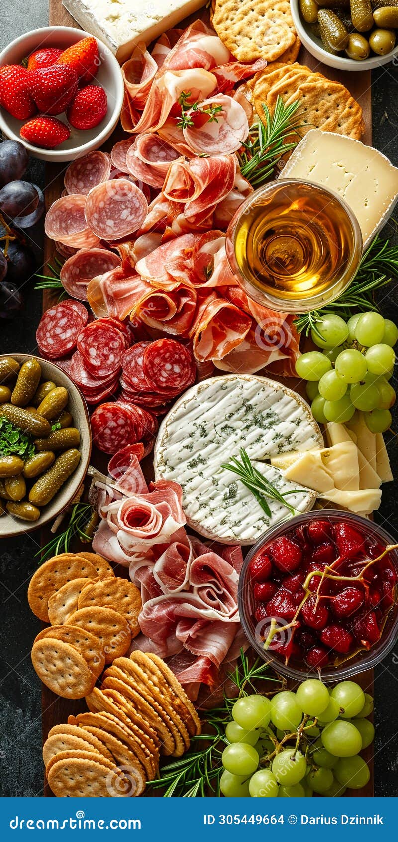 An Exquisite Board of Starters with Cold Meats, Cheeses, Fruit and ...