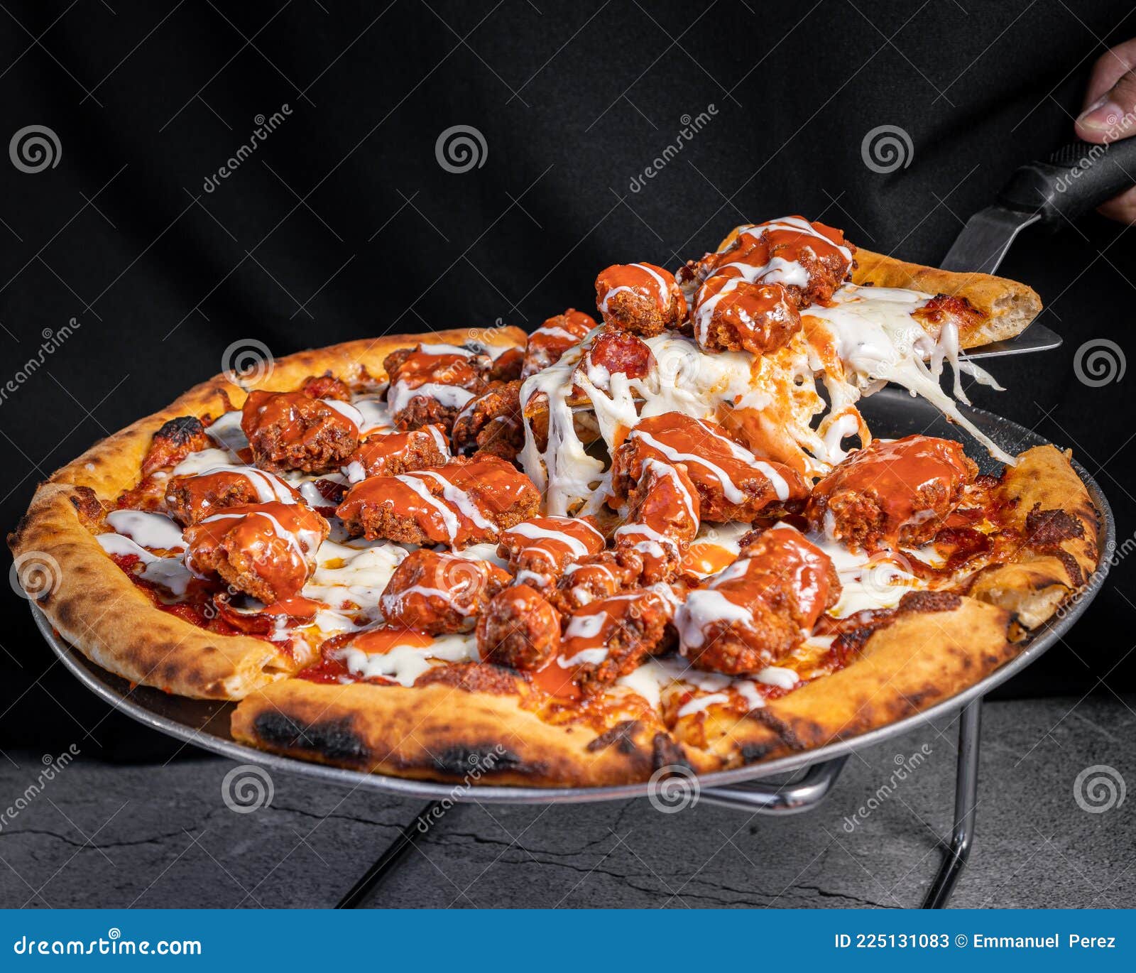 Exquisite Boneless Pizza with Buffalo and Cheese Stock Image - Image of ...