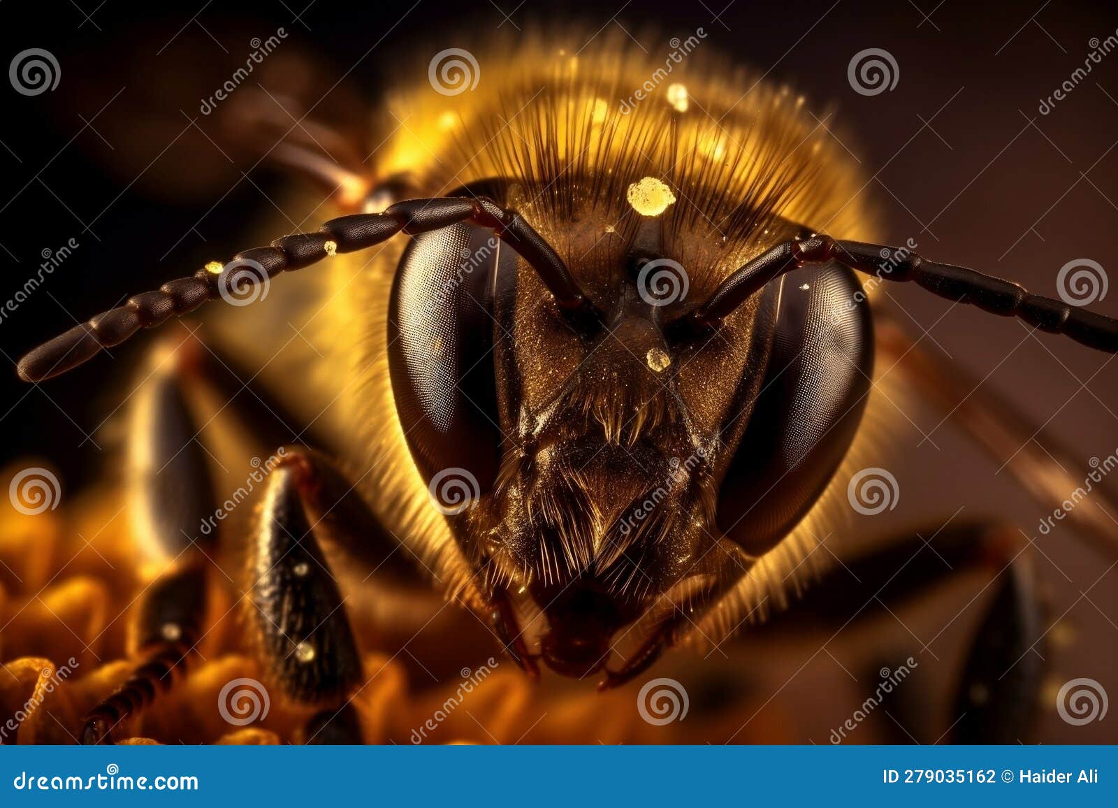 Exquisite Close-Up of a Honey Bee in Extreme Macro. Generative AI Stock ...