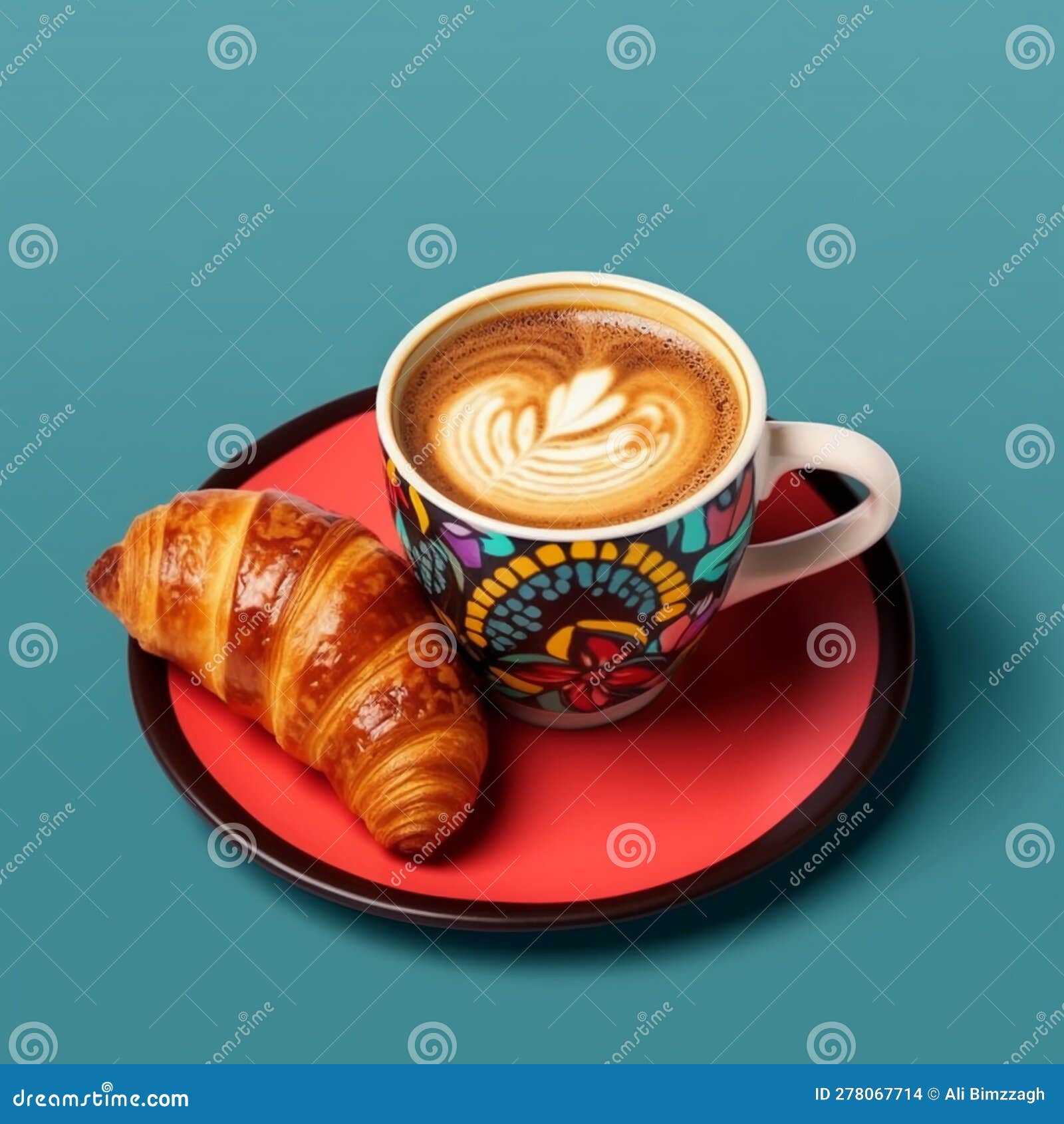A Coffee Cup with a Patterned Design and a Chocolate Stock Illustration ...