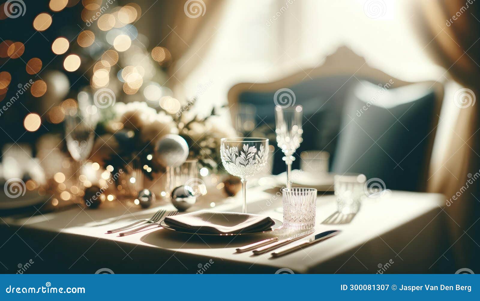 Elegant Dining Table Setup with Soft Lighting, AI Generated Stock ...