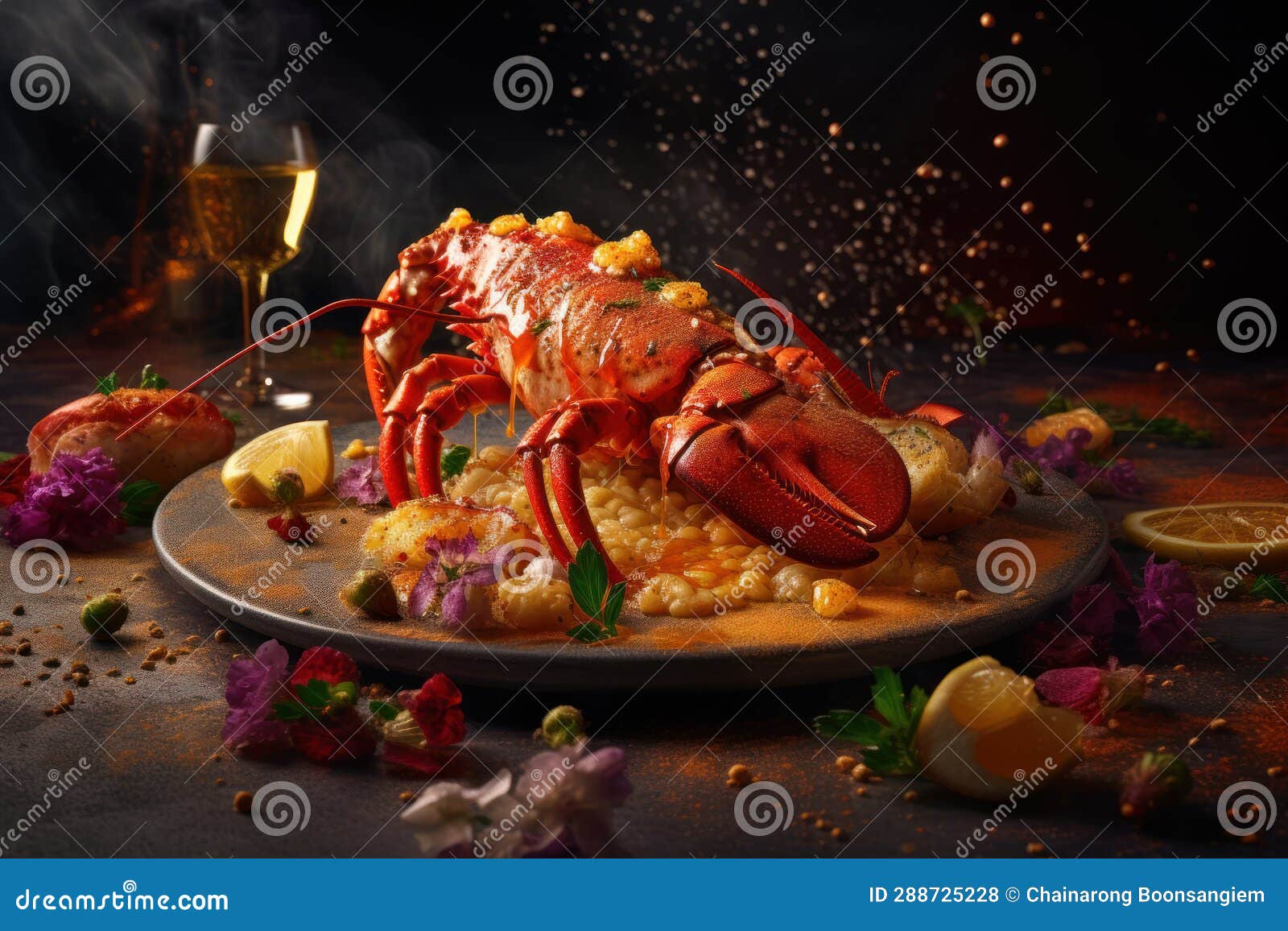 Saffron Risotto with Lobster Stock Illustration - Illustration of ...