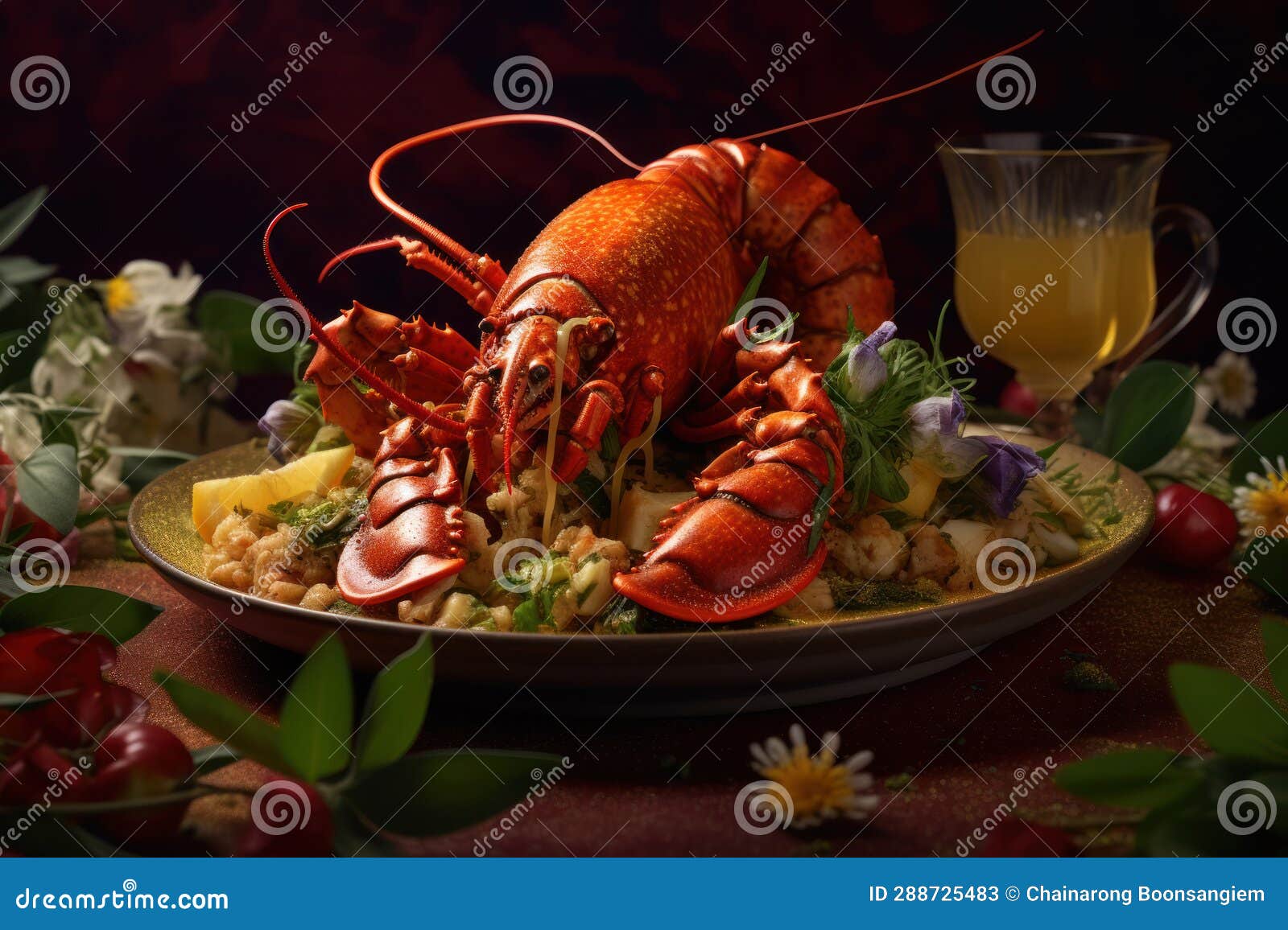 Saffron Risotto with Lobster Stock Illustration - Illustration of ...