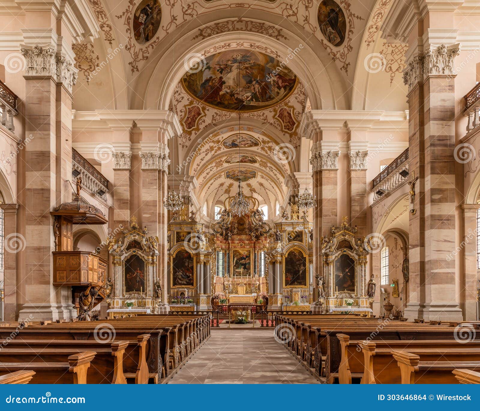 Exquisite Example of Baroque Architecture, the Abbey of Ebersmunster in ...