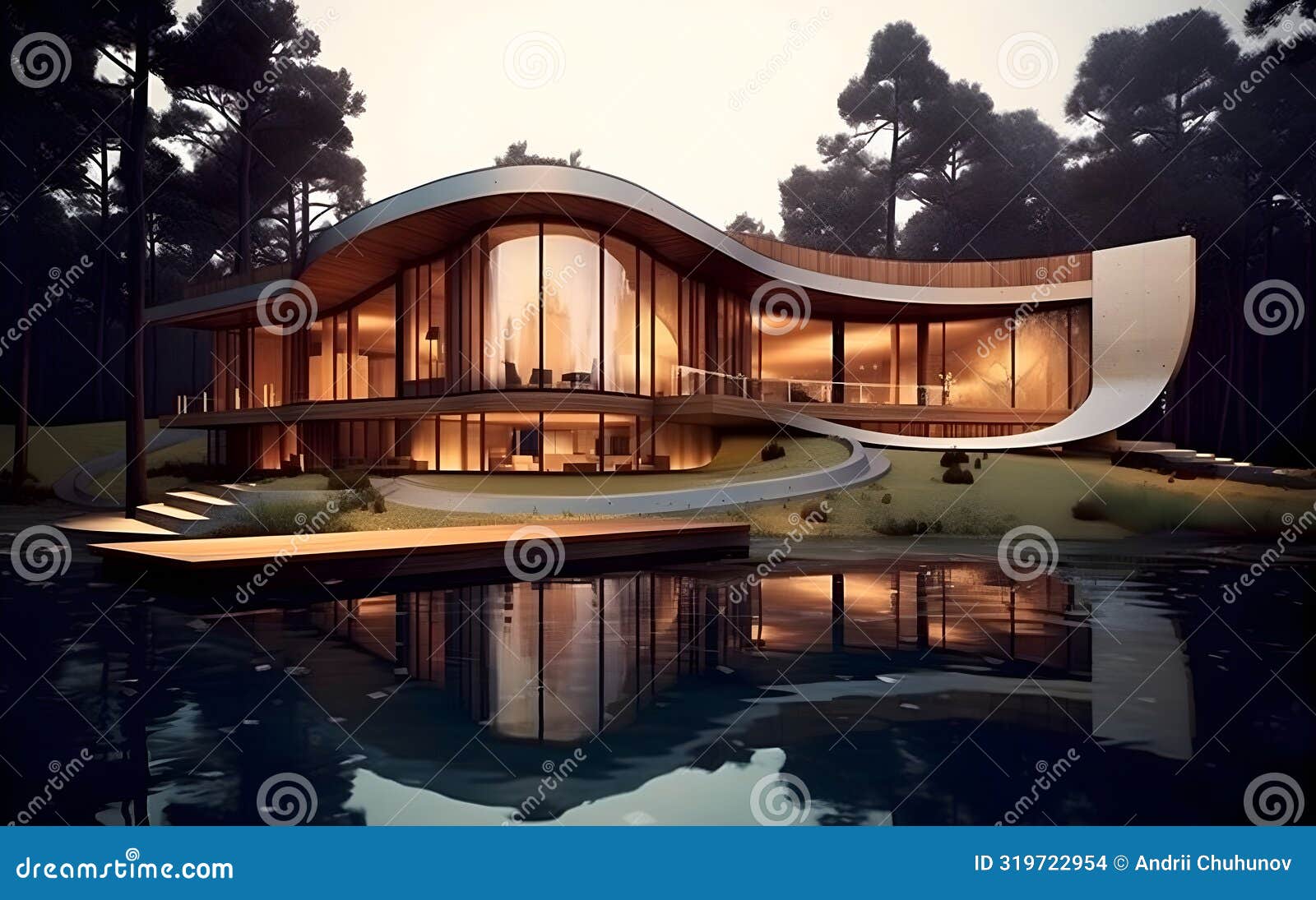 An Exquisite Example of Modern Architectural Design Stock Illustration ...