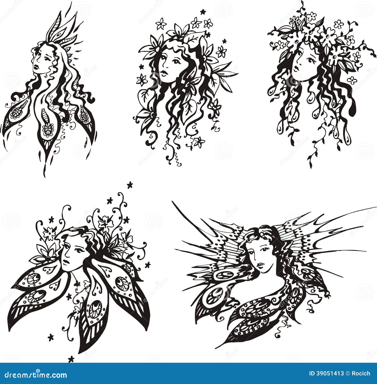 Exquisite fantasy girls stock vector. Illustration of vector - 39051413