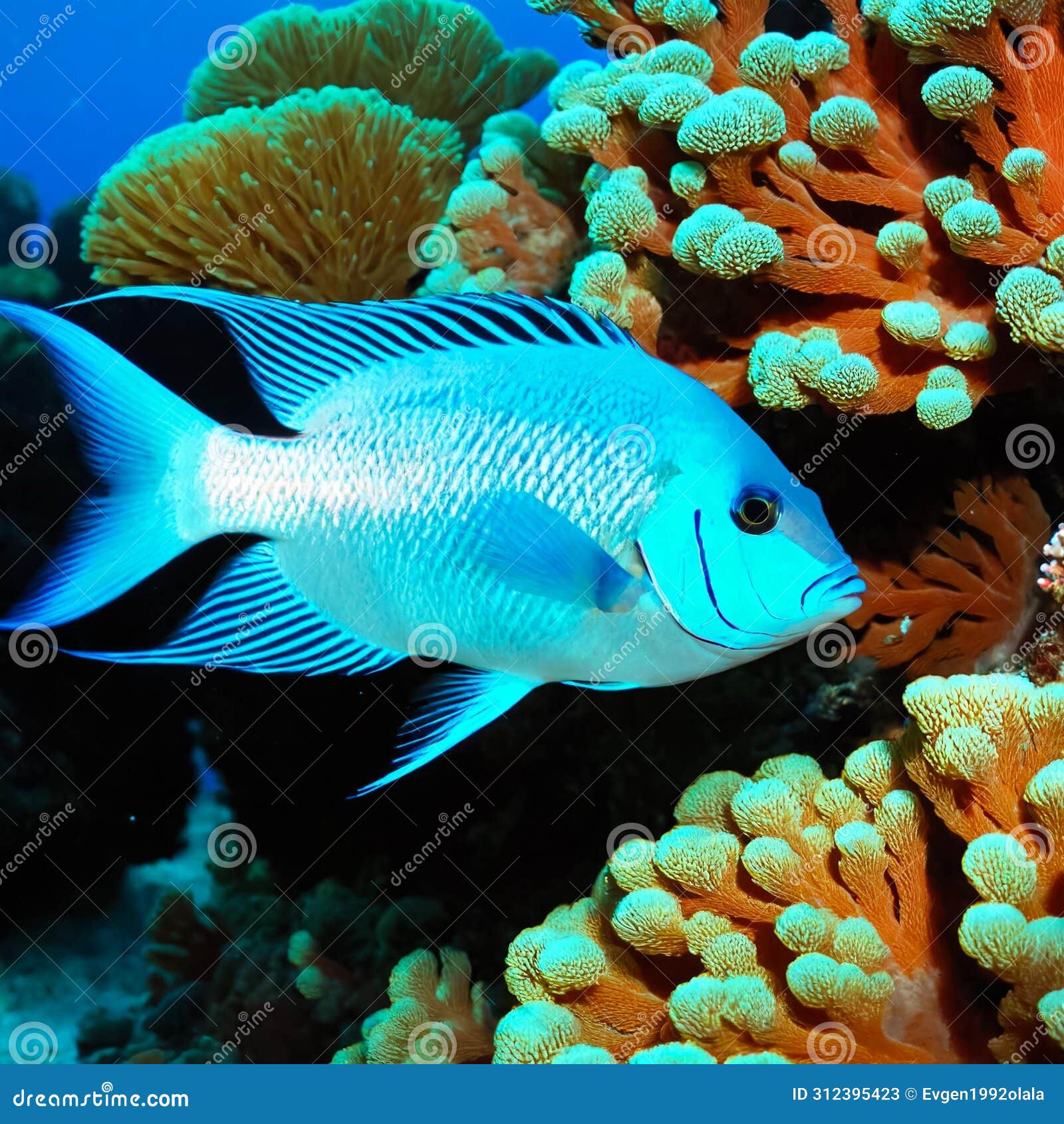 Exquisite Fish Swims in a Coral Garden. Generative AI Stock ...