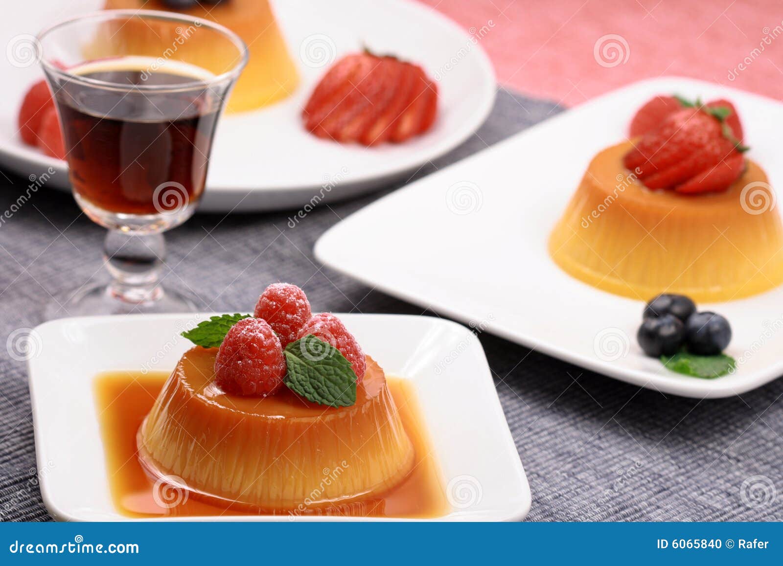 Exquisite flan dessert stock photo. Image of raspberry - 6065840