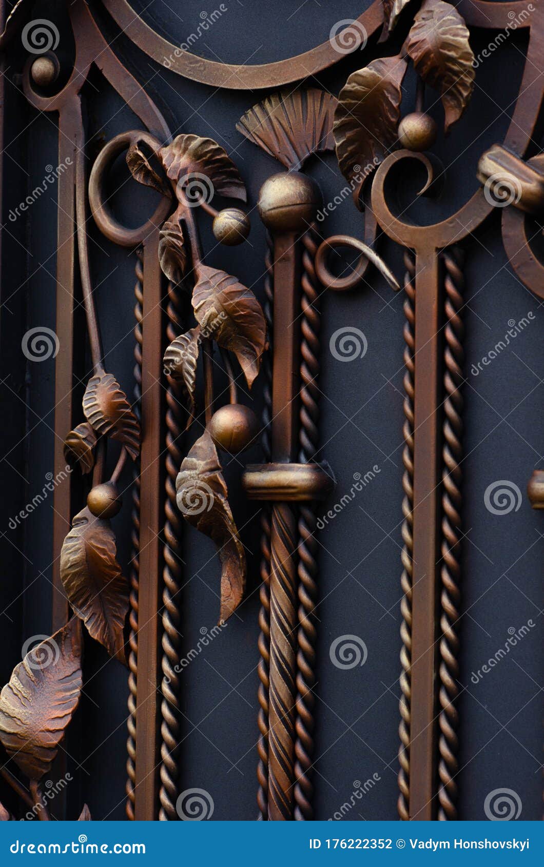 Exquisite Forged Metal Gate Elements Stock Photo - Image of vintage ...
