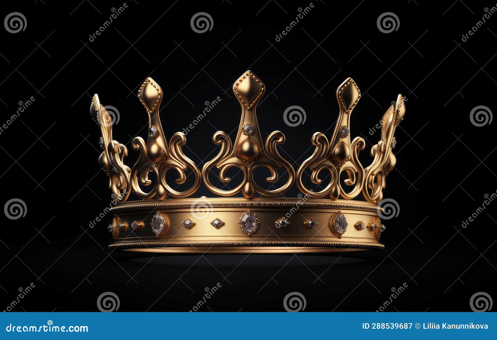 Exquisite Gilded Crown Set Against a Backdrop of Deep Black. a Creation ...