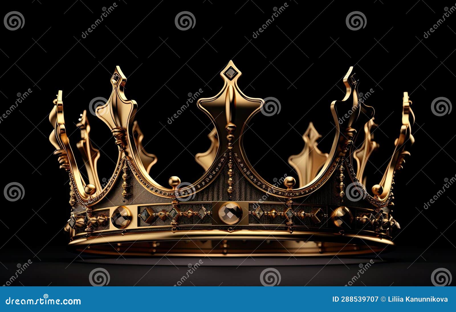 Exquisite Gilded Crown Set Against a Backdrop of Deep Black. a Creation ...