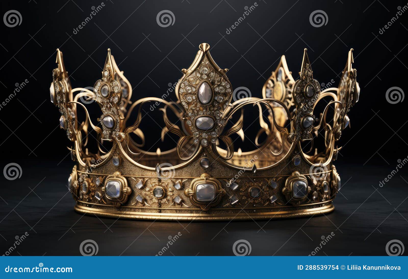 Exquisite Gilded Crown Set Against a Backdrop of Deep Black. a Creation ...