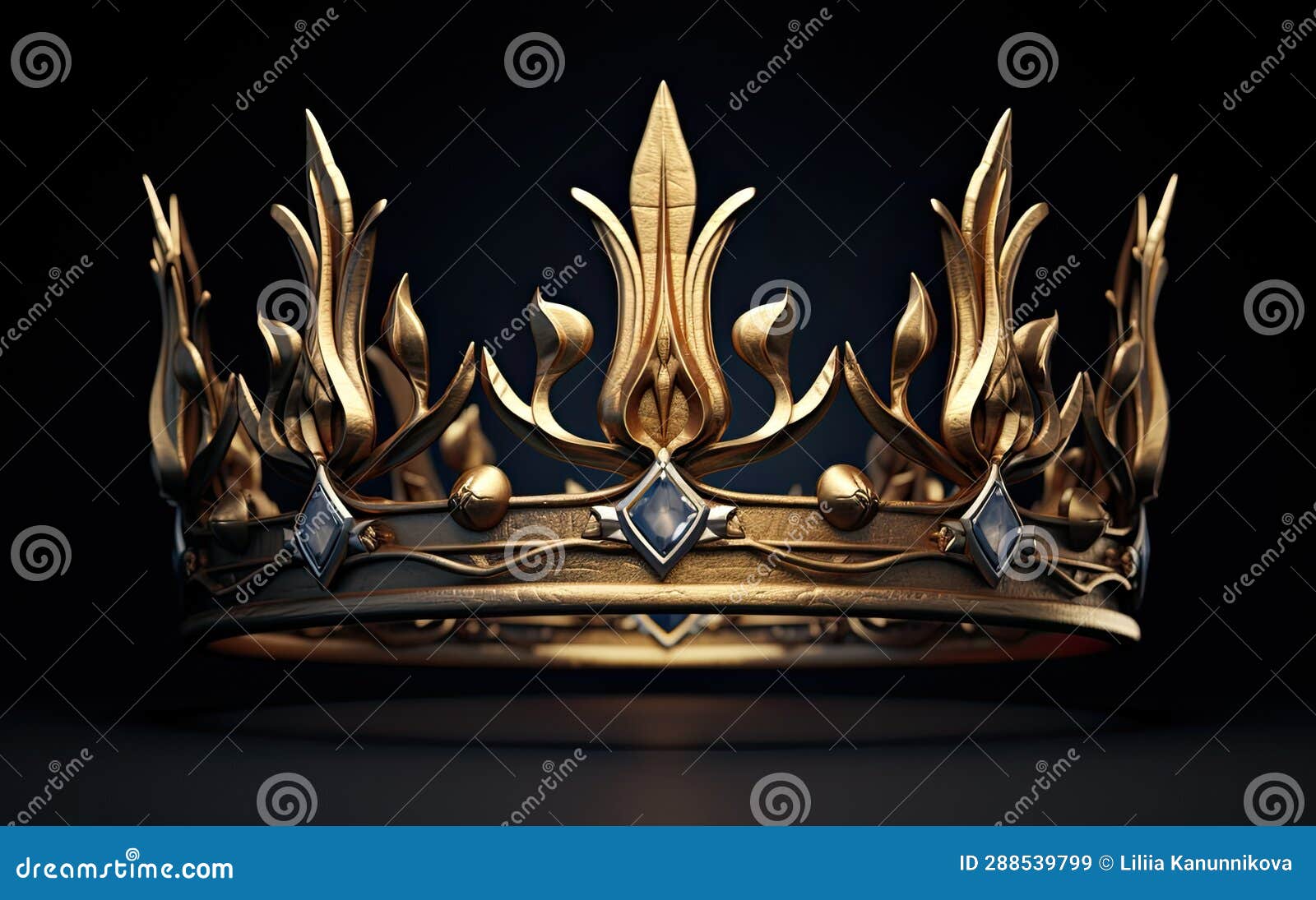 Exquisite Gilded Crown Set Against a Backdrop of Deep Black. a Creation ...
